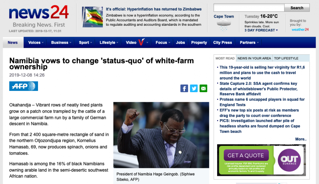 FALSE: White Namibians do not own 70% of the land - Namibia Fact Check