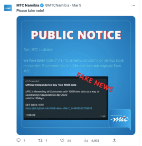 No, MTC is not giving away 10GB free data - Namibia Fact Check