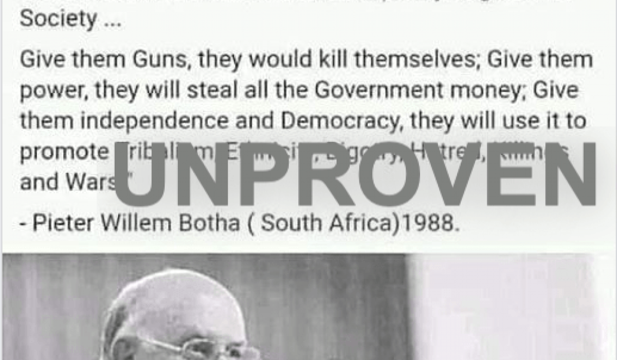 No evidence that PW Botha uttered viral racist statements - Namibia ...